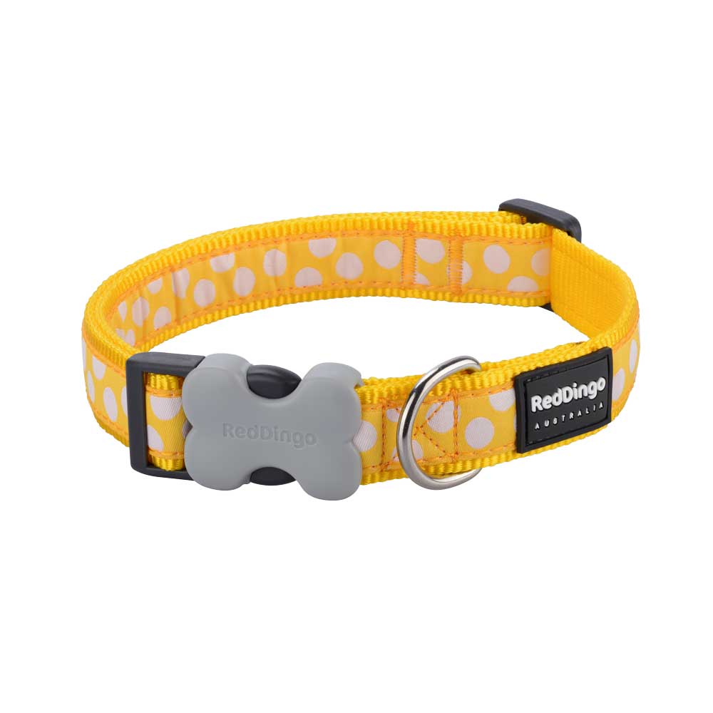 Dog Collar White Spots On Yellow Dog Nation dog-collar-white-spots-on-yellow-dog-nation